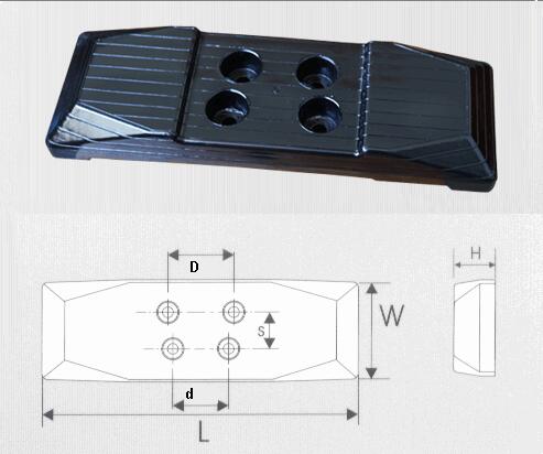 Lightweight Dozer Track Pads , 450mm Length Rubber Pads For Steel Tracks